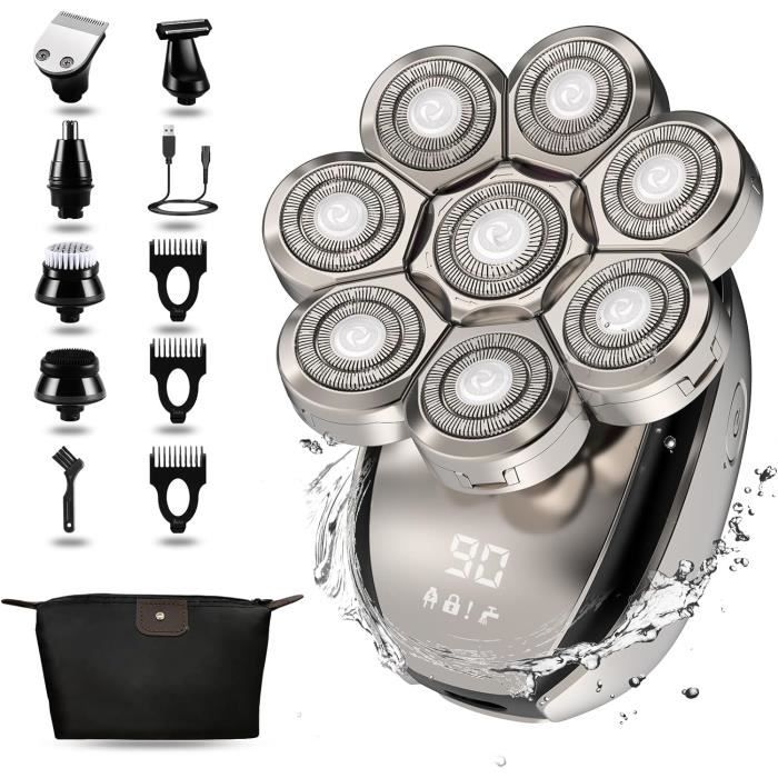 Rasoir Electriques Hommes, 6 in 1 Rasoirs à Têtes Rotatives 8D IPX6 ...