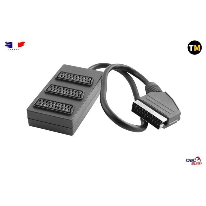 Bloc péritel 3 prises - câble péritel 21 broches avec Adaptateur mâle ...