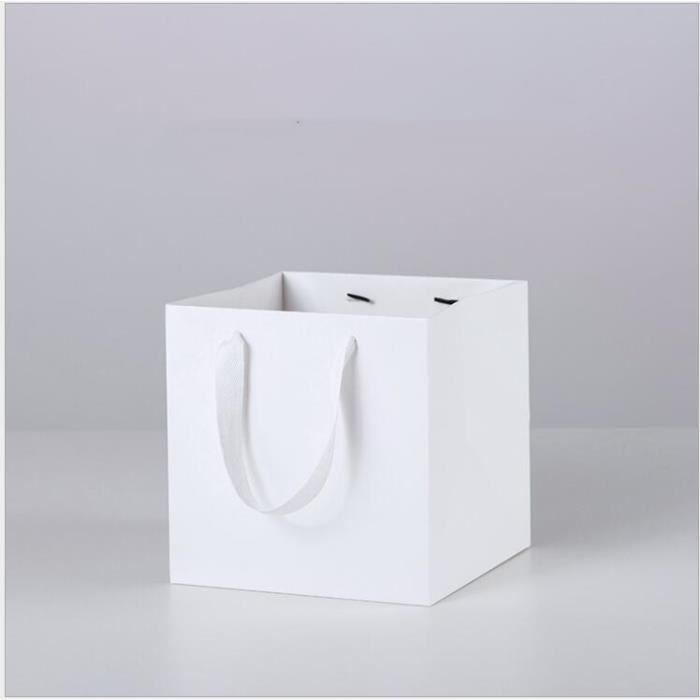 WHITE-12x12x17cm -Sac cadeau en papier blanc-noir-Kraft-rouge,avec ...