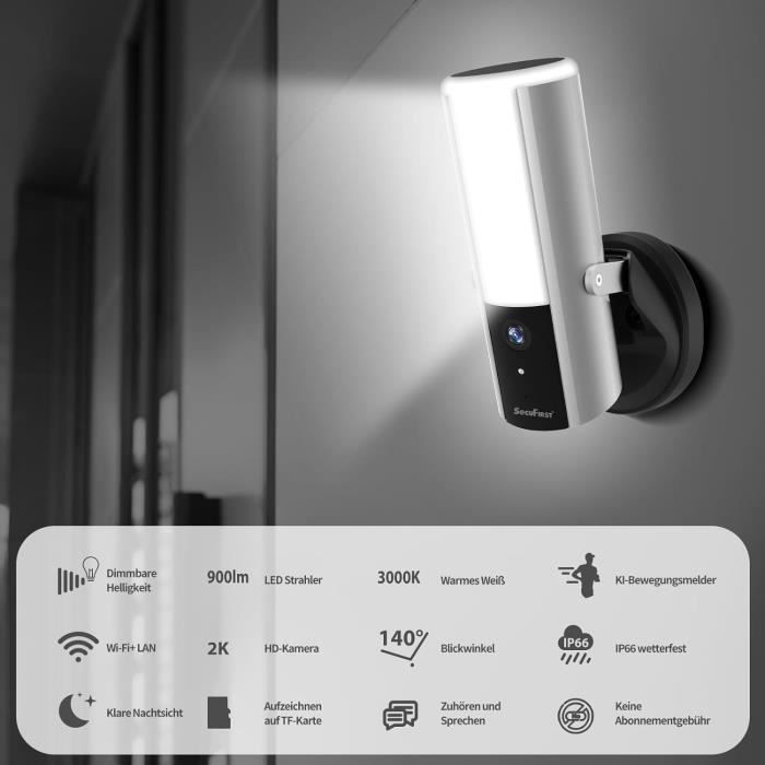 Camera Extérieure Lampe WiFi - Caméra de Surveillance sans Fil avec ...