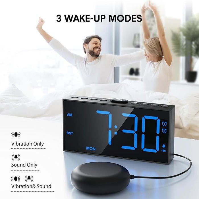 Réveil numérique double avec mode jours ouvrables/week-end, chargeur ...