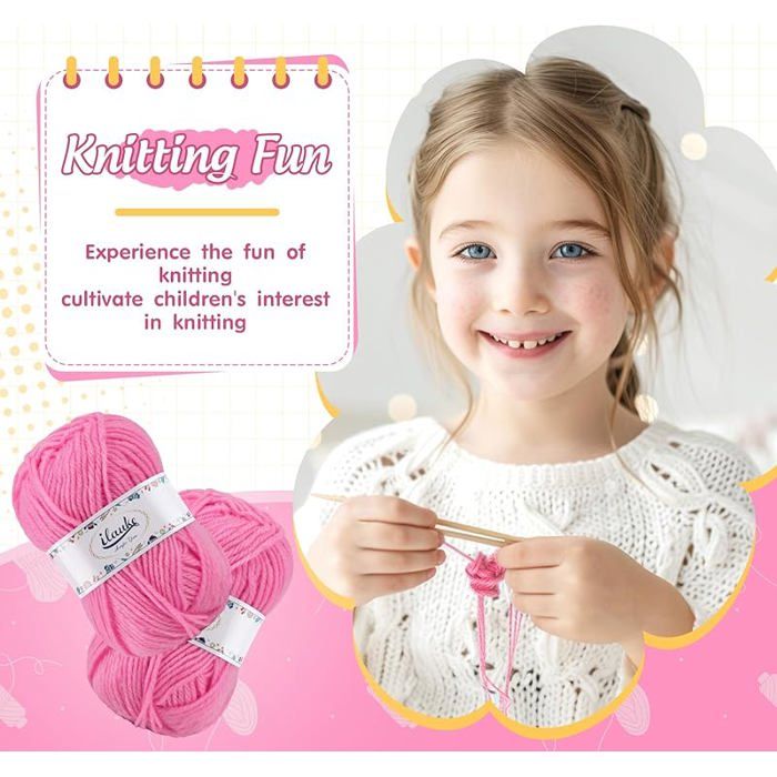 Laine Rose, 4X50g Pelotes de Fil à Crochet,400m Pelote de Laine ...