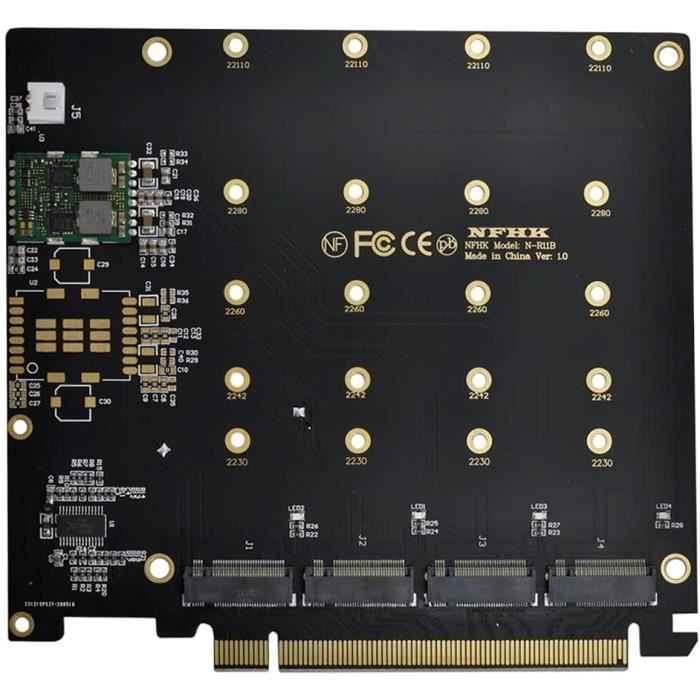 Lot De 4 Cartes Raid Nvme M.2 Ahci Vers Pci-E Express 3.0 Gen3 X16 Avec ...