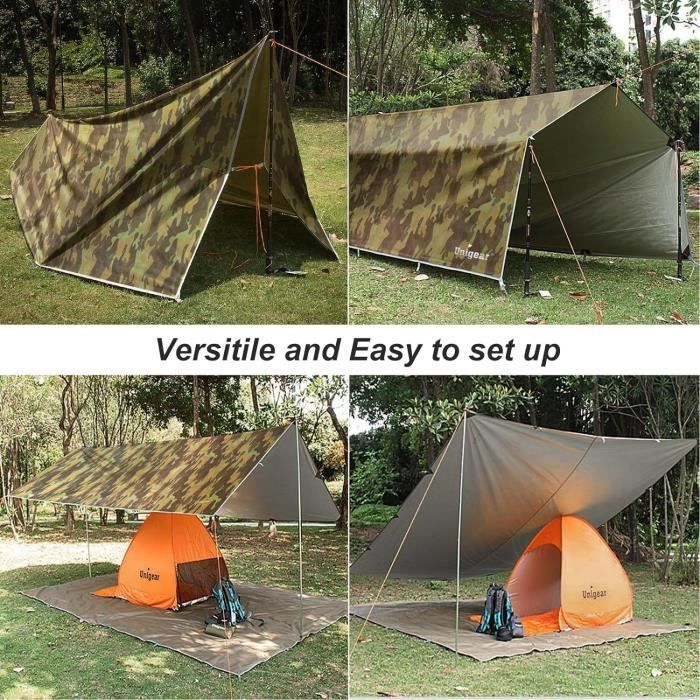 Bâche De Tente Hamac Imperméable Avec Œillets + 6 Piquets + 6 Cordes ...