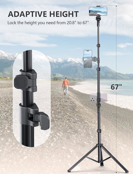 170Cm Trépied Smartphone En Aluminium, Trépied Et Perche À Selfie ...