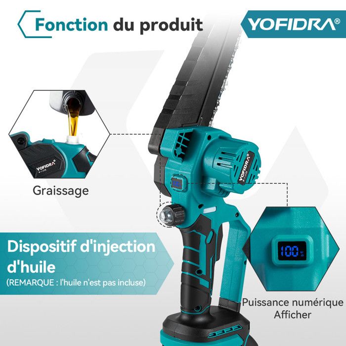 Tronçonneuse électrique sans fil 8 pouce, Scie d'élagage - Yofidra - 2X ...