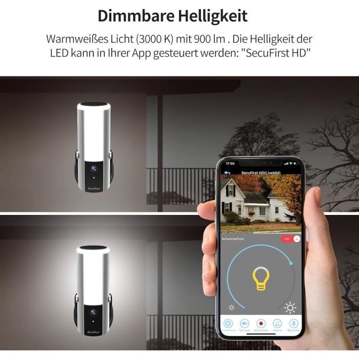 Camera Extérieure Lampe WiFi - Caméra de Surveillance sans Fil avec ...