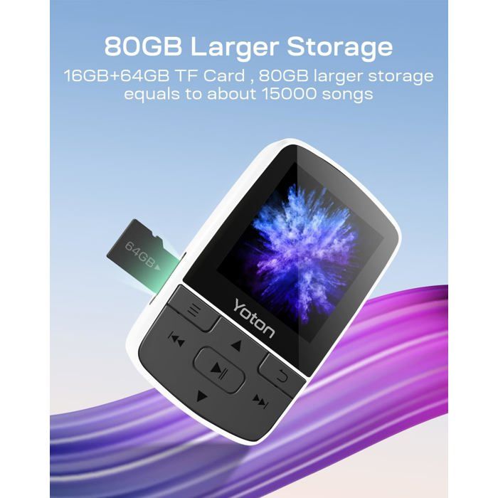 Lecteur Mp3 64 Go Avec Clip, Mini Musique Mp3 Bluetooth 5.2, Super ...
