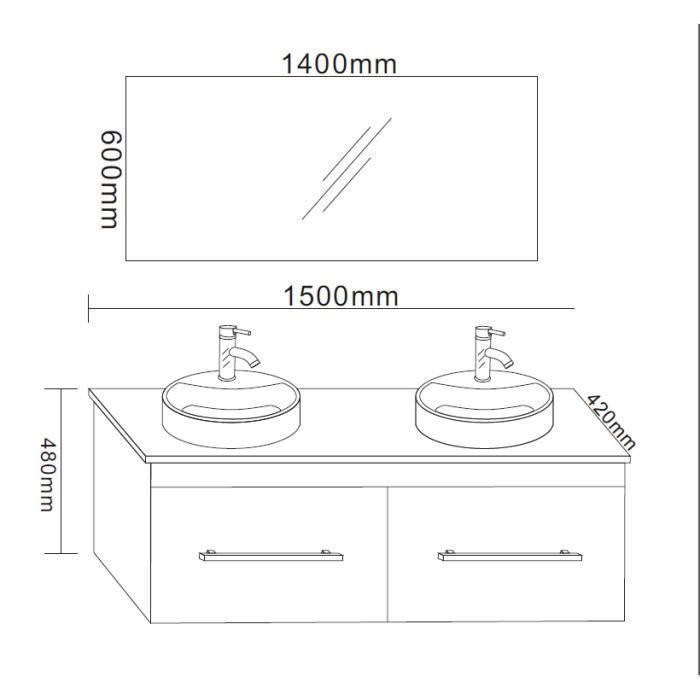 MEUBLE SALLE DE BAIN BLANC VASQUE LUXE, LAVABO Modèle White Cardellino ...
