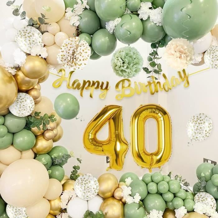 Decoration Anniversaire 40 Ans Femme,Ballon 40 Ans Anniversaire Vert ...