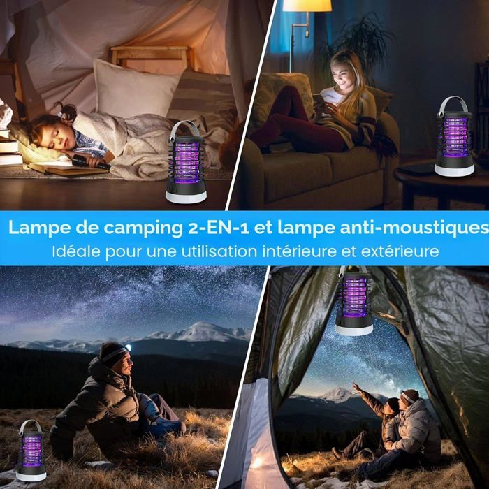 Lampe Anti Moustique Rechargeable, 3 en 1 Lampe Anti Mouche Électrique ...