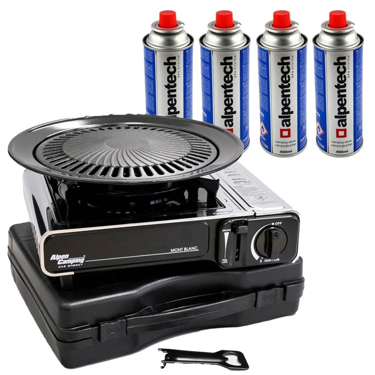 Barbecue Grill 2en1 Réchaud gaz piezo 2200W ALPEN MONT BLANC + Grille ...