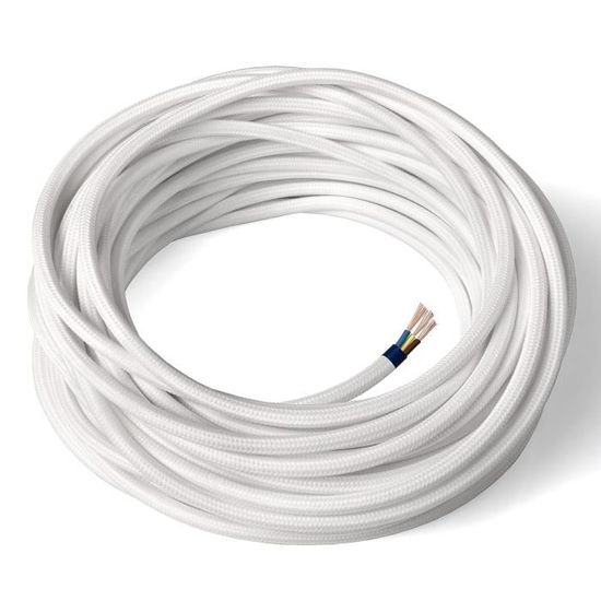 Câble Électrique Textile Couleur Blanc, Rond, Soie, 5 Mètres, Avec Mise ...