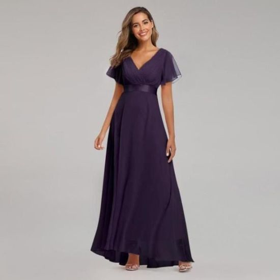 Robe de soirée longue femme en mousseline de soie - violet ZP Violet ...