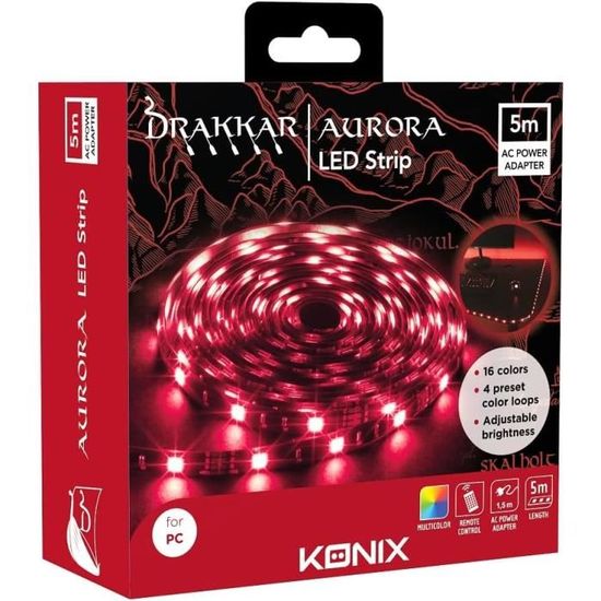 Drakkar Bande Lumineuse Led Aurora 5 M Pour Bureau Pc Gaming ...