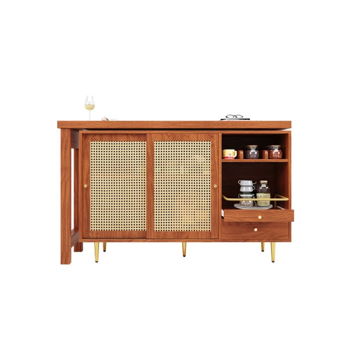 Table Haute Pivotante 360° 107x40x71cm Marron Bois Avec Rangement Porte ...