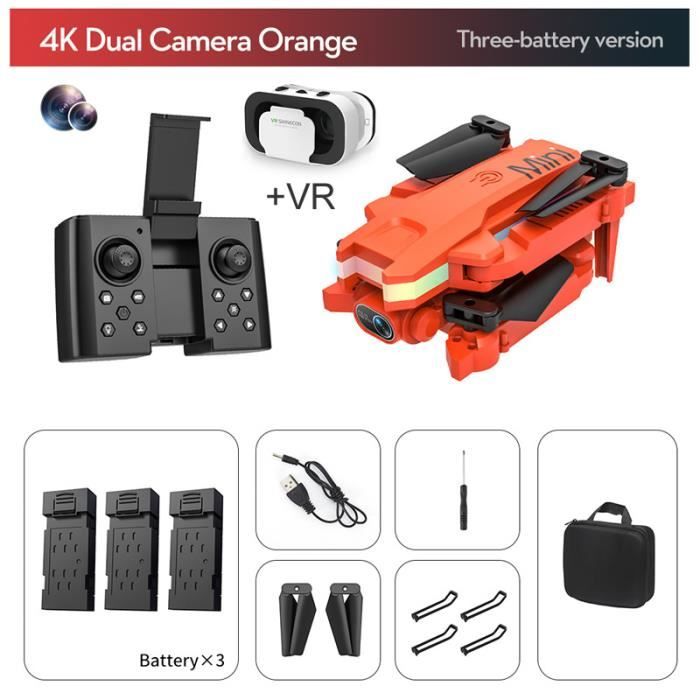 Orange 4K 2C 3B VR-Quadricoptère pliant facile à voler avec caméra WIFI ...