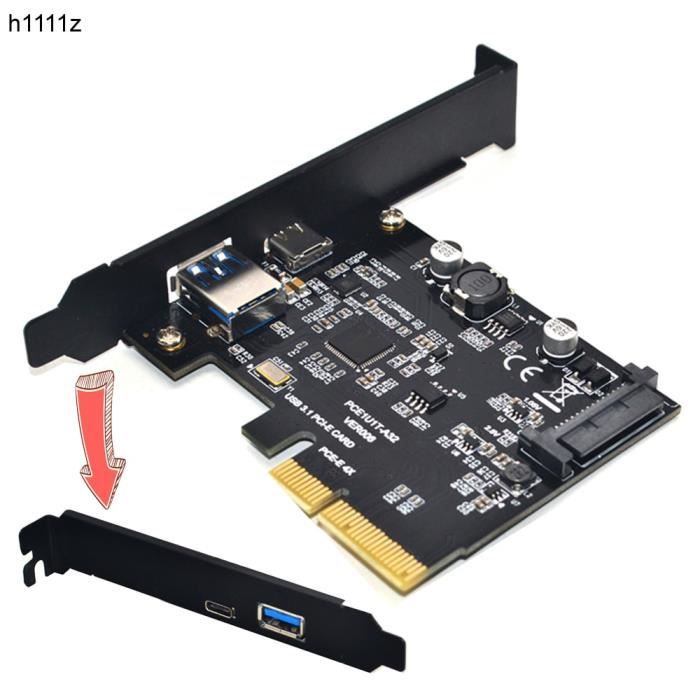Carte'extension PCIe USB 3.1 Type C, PCI e vers 1 Type C et 1 Type A 3. ...