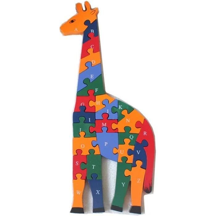 Puzzle Girafe en Bois pour Enfent, Puzzle Couleur 3D avec 26 Chiffres ...