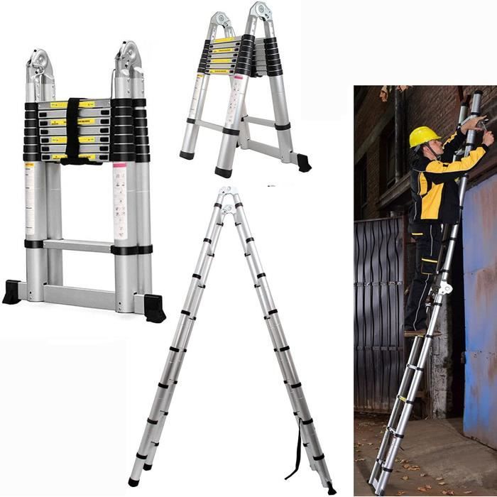 5M Échelle Télescopique Pliante, Échelle Escabeau Télescopique en ...