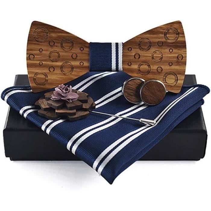 Ensemble De Boutons De Manchette En Bois Avec Nœud Papillon Et Broche ...