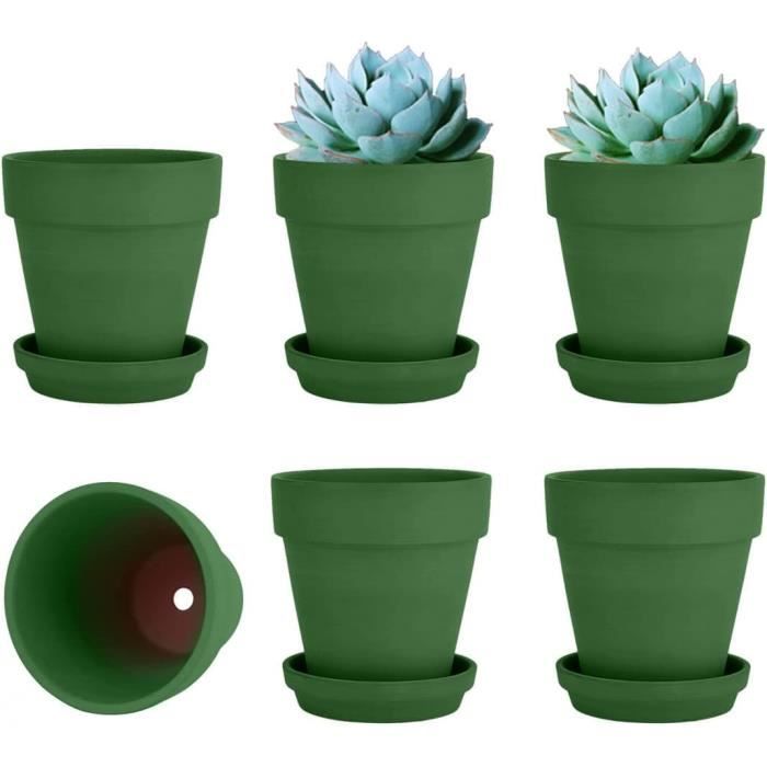 Lot de 6 petits pots de fleurs en terre cuite - H99 - avec trou de ...