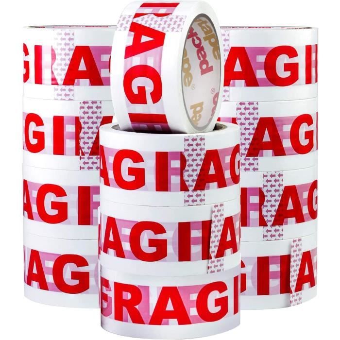 Ruban d'emballage fragile pour colis et boîtes Lot de 12 rouleaux de ...