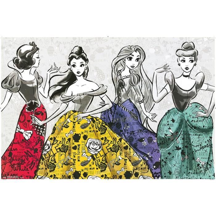 Disney Princess - Chalk Art - 61x91,5cm - - POSTER - Cdiscount Maison