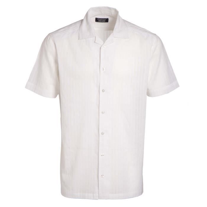 Chemisette Trinidad homme à fines rayures col bowling Blanc - Cdiscount ...