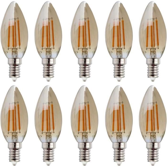 10X Ampoule De Filament Led E14 Blanc Chaud 2700K,Equivalent À Lampe ...