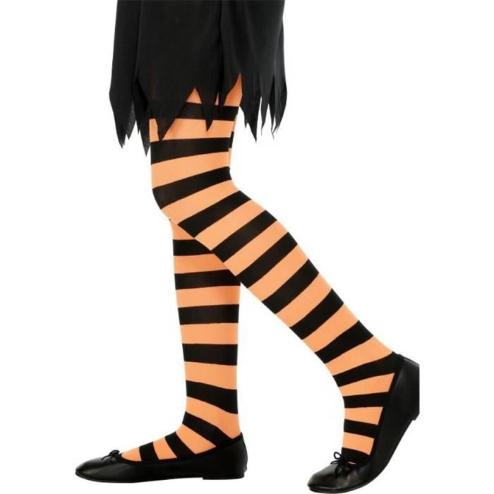 Collants enfant rayés orange et noirs - SMIFFY'S - pour fille de 4 à 6 ...