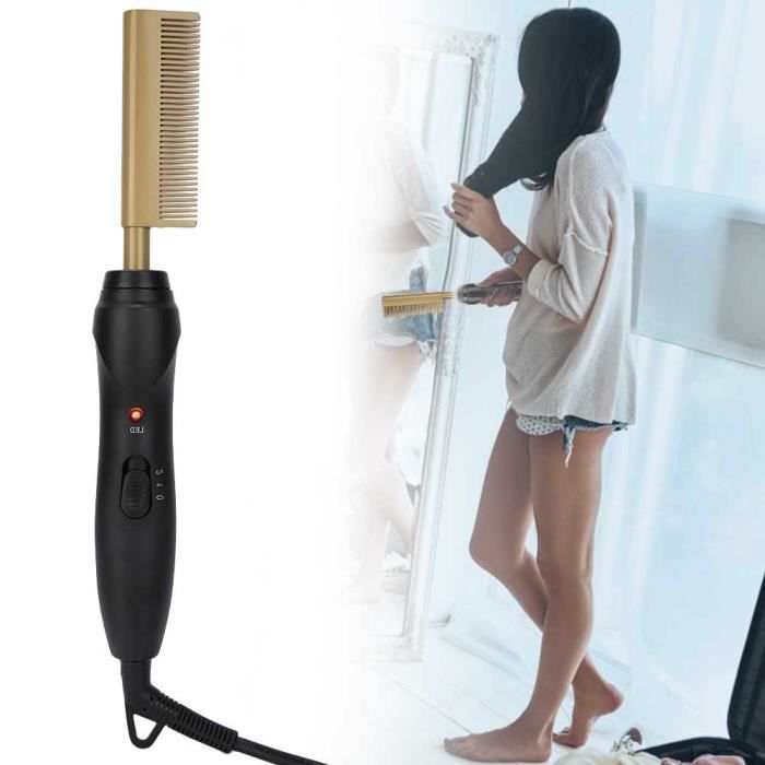 SURENHAP Peigne à lisser électrique Peigne à lisser les cheveux Curling Redressage Double usage ...