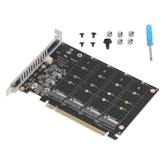 Tbest Adaptateur M.2 NVME SSD vers PCIE X16 Carte Adaptateur 4 Ports PCIE X16 4 X 32 Gbit/s avec ...