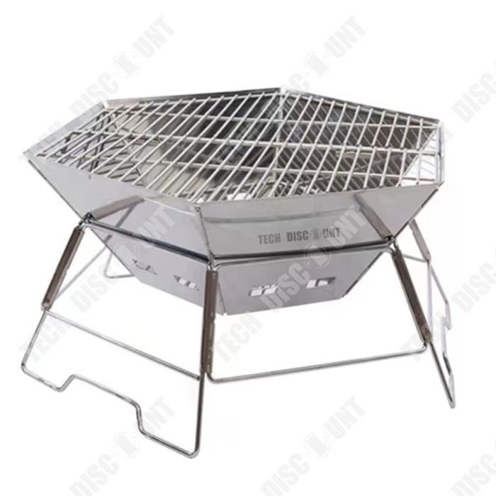 Gril hexagonal - TD® - Barbecue de camping - Portable - Acier ...