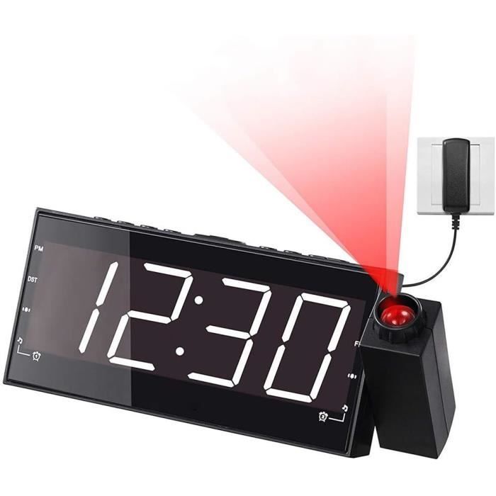 Réveil à projection, radio-réveil avec projecteur et grand écran LED ...