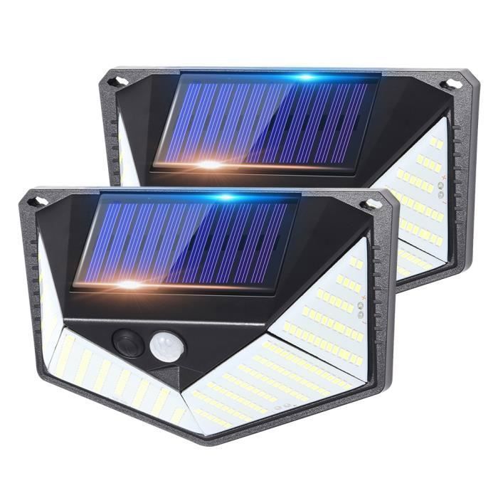 Lot De 2 Lampes Solaires D'extérieur 220 LED avec Détecteur De Mouvement,3 Modes éclairage ...