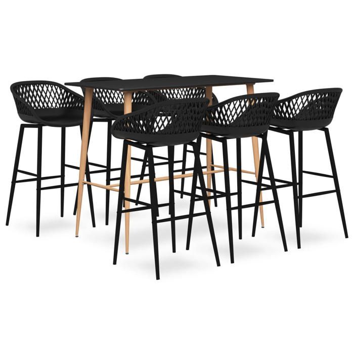 VidaXL Ensemble de Bar 7 pcs Table et Chaises de Bistrot Meubles de Pub ...