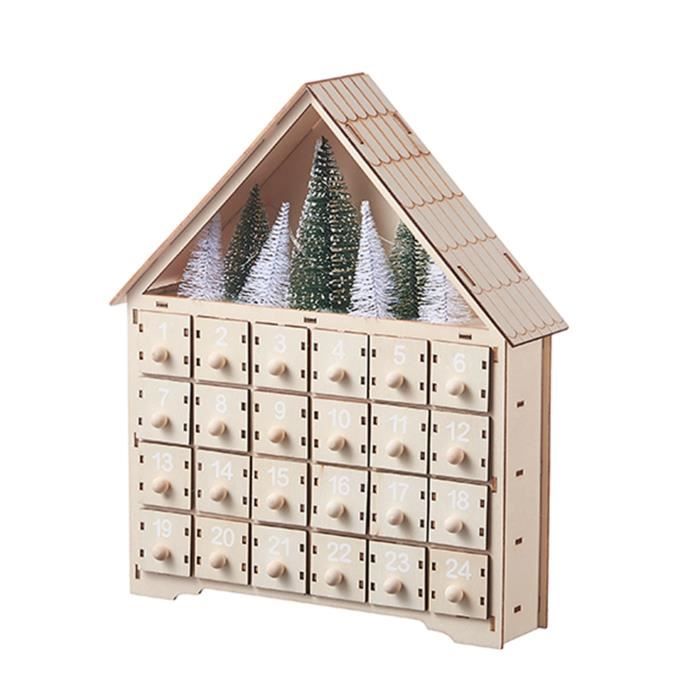 Calendrier de lAvent de Noël en Bois avec 24 Tiroirs de Rangement Vides ...