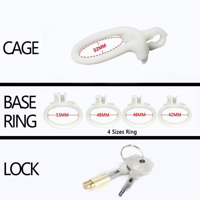 GAINE DE PENIS ,WHITE-4RINGS-A-SET--appareil de chasteté en résine pour homme, Cage à bite ...