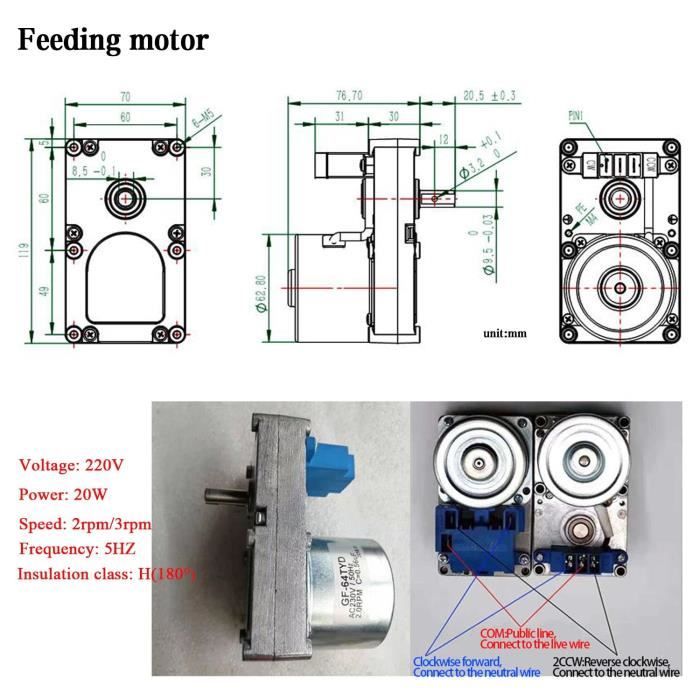 Motoreducteur vis sans fin 230v moteur poele a granule 3.5rpm pour ...