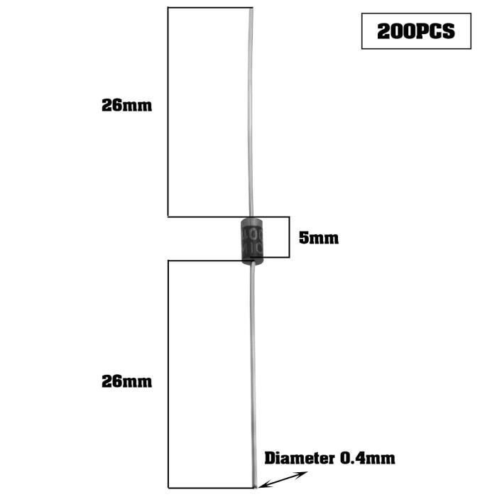 200Pcs 1N4002 Diodes Redressement 1A 100V Diodes De Silicium Composants ...