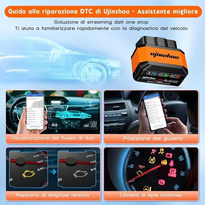 Scanner OBD2 Bluetooth 5.2 Autodiagnostic pour Voiture - Compatible iOS ...