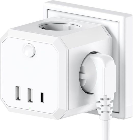 Cube Multiprise USB Secteur,7 en 1 Bloc Multiprises USB avec Interrupteur,Prise USB Multiple ...