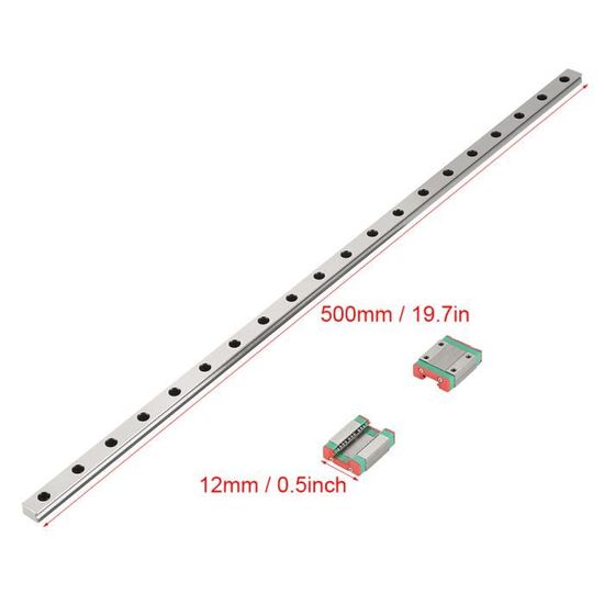 Fdit 1pc 500mm MGN12 Miniature Linear Rail Guide Rail 12mm Width 2pcs MGN12B Slide Blocks ...
