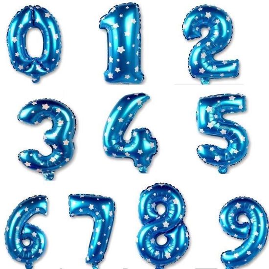10pcs ballons en aluminium joyeux anniversaire numéro de décoration ballon bleu ballon hélium ...