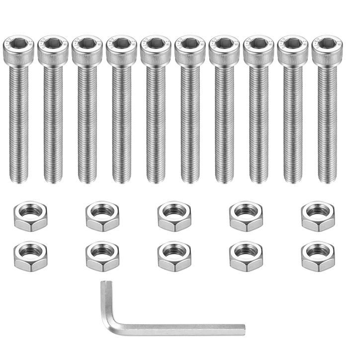 10 Pcs Vis M10 Boulons Et Écrous,Vis À Tête Cylindrique À Six Pans ...