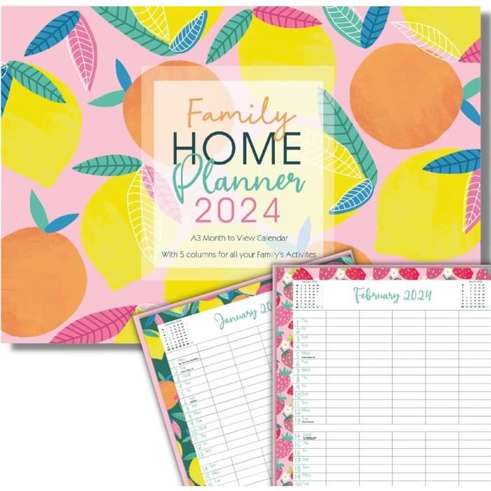 Gbh Calendrier Familial 2024 – Agenda Mensuel A3 À 5 Colonnes (Motif ...