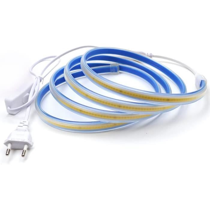 2M COB Bandeau de LED 220V 0.5M Recoupable IP67 Etanche Strip, 280 LEDS-M Super Lumineuse Ruban ...