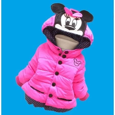 2 ans_DOUDOUNE MANTEAU FILLE CAPUCHE MINNIE MOUSE DOUBLEE FOURRURE ROSE ...
