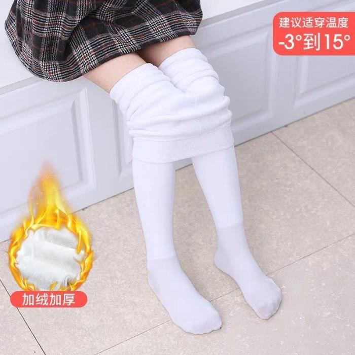 Blanc épaissi 2200 L Collants épais en velours pour enfants, bas de ...